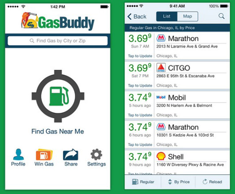 سفر اپ: با GasBuddy از نزدیک ترین پمپ بنزین ها مطلع شوید - کجارو